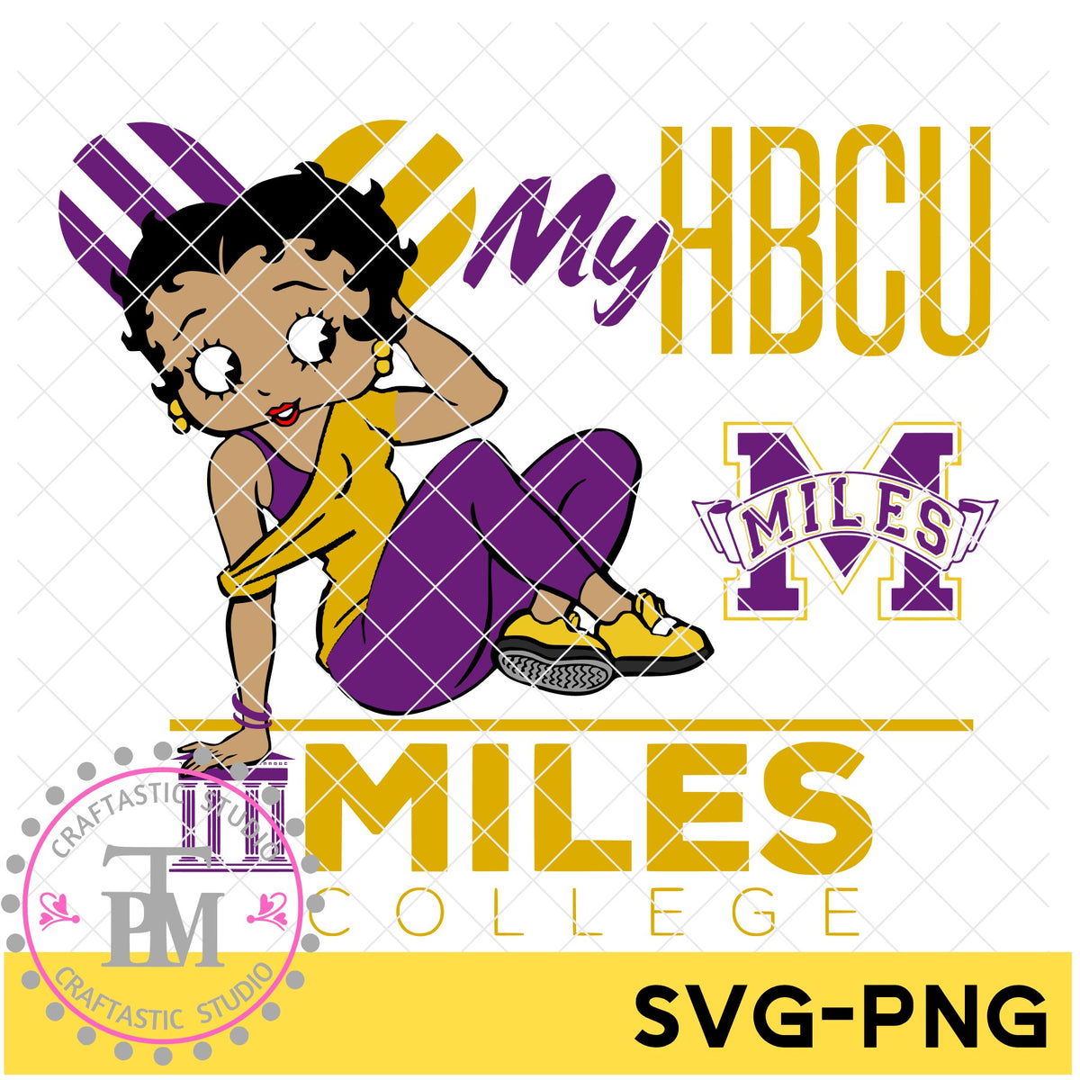 Betty Boo Love My HBCU "Miles College" (SVG/PNG) – Craftastic Studio